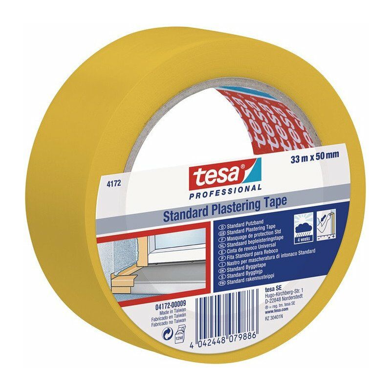 Cinta de enlucido 4172 Estándar lisa amarilla longitud 33 m ancho 50 mm ...