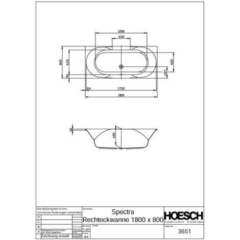 Baño Hoesch Spectra 1800X800X480Mm Blanco