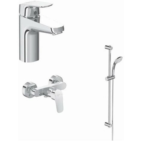 Paquete de grifería CERAFLEX combinación de mezclador de ducha / ducha cromado con grifo de ...
