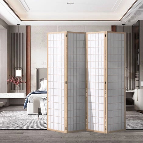 4 Panel Solid Wood Folding Room Divider Privacy Screen