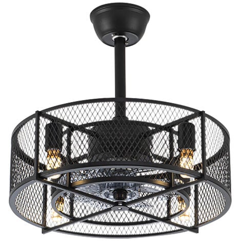 Black Industrial Ceiling Fan with Lights