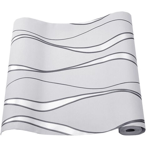 Light Grey Modern Geometric Wavy Striped Wallpaper