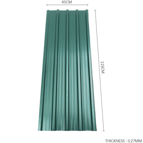Dark Green Set of 12 Steel Corrugated Panels