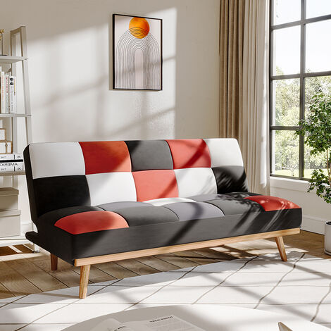 Multicolour Checkered 3 Seater Sofa Bed