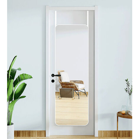 Full Length Mirror with Rounded Corners Door Hanging White