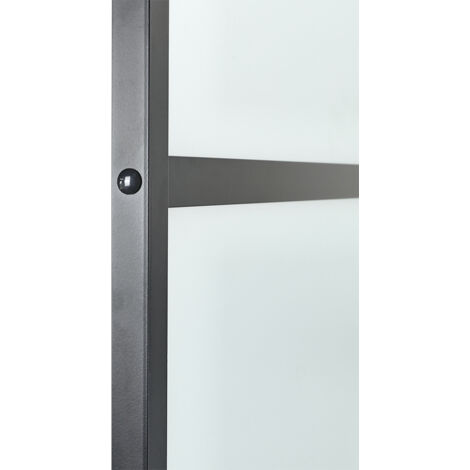 Clear Glass Black Barn Door with Sliding Hardware Kit