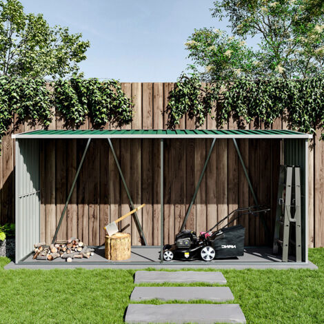 Green Zinc Steel Firewood Log Storage Shed