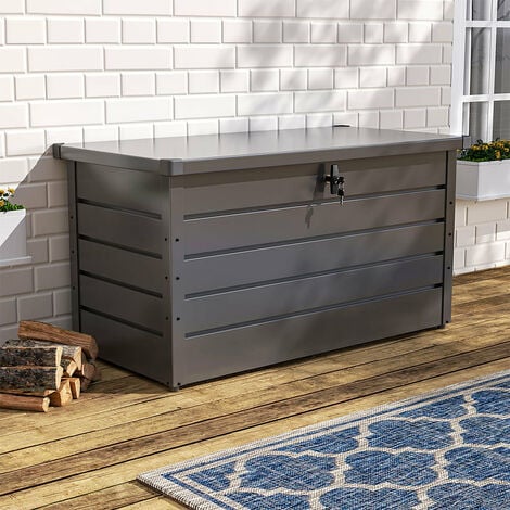 Grey 350L Metal Outdoor Garden Lockable Storage Box