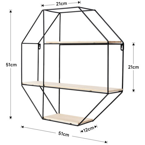 Octagonal Metal Floating Wall Display Shelf