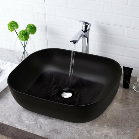 Rectangular Ceramic Countertop Basin Black