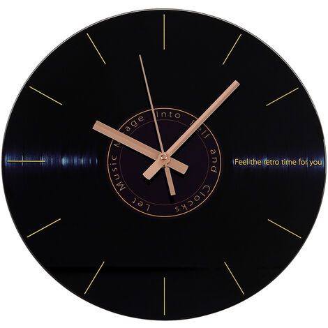 Black Retro Vinyl Record Album Clock
