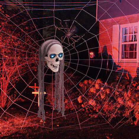 Halloween Hanging Skull with Glowing Eyes