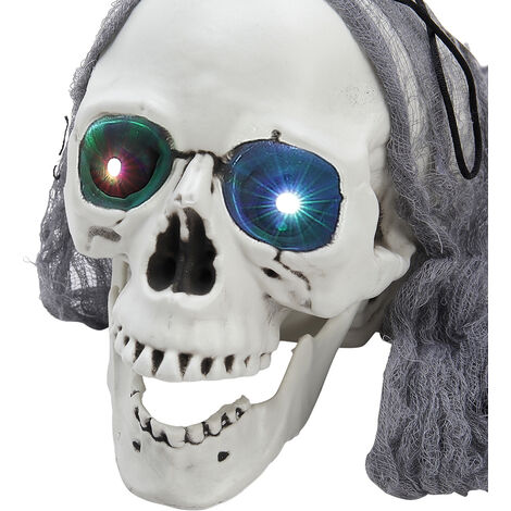 Halloween Hanging Skull with Glowing Eyes