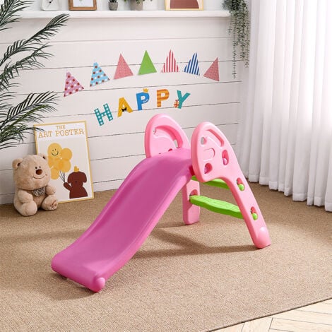 Pink Portable Folding Kids Freestanding Slide