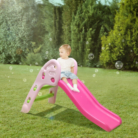 Pink Portable Folding Kids Freestanding Slide