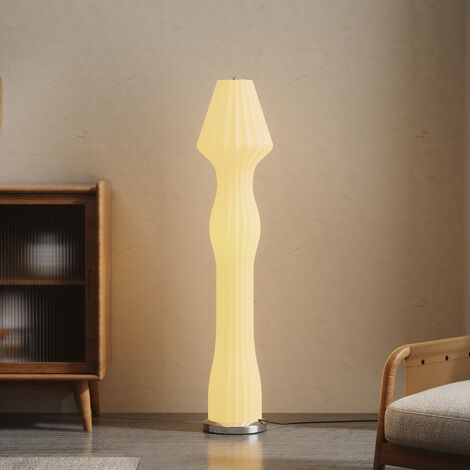 Modern White LED Novelty Floor Lamp Chrome Base