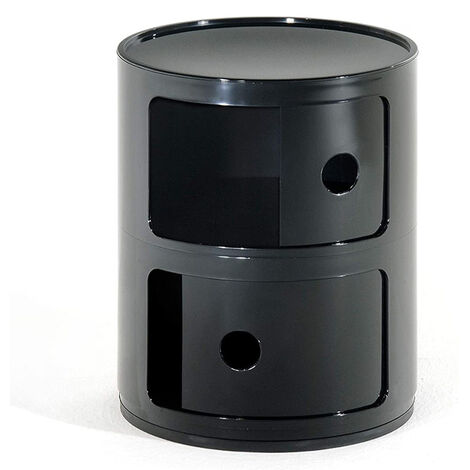 32cm Cylindrical 2 tiered Drawer Storage Drawer Unit,Black