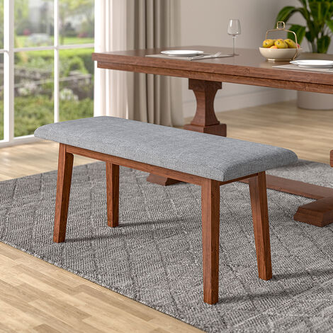 Mid Century Backless Linen Upholstered Dining Bench