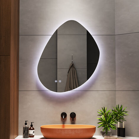 Modern Frameless Irregular LED Wall Mirror,70x60