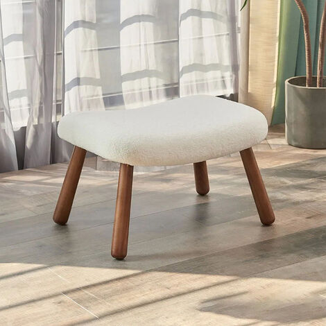 Sherpa Armchair and Footstool Set with Wooden Legs