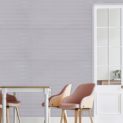 Modern Metallic Grey Stripes Flocked Wallpaper