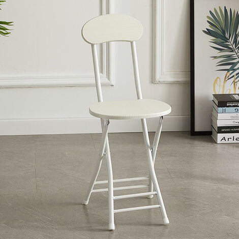 Compact Wooden Folding Chair with Metal Legs Set of 2