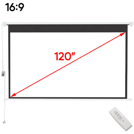 120" White 16:9 Electric Motorized Projector Screen with Remote