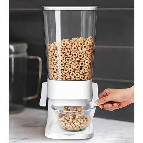 White Cereal Nuts Storage Container Dispenser for Kitchen