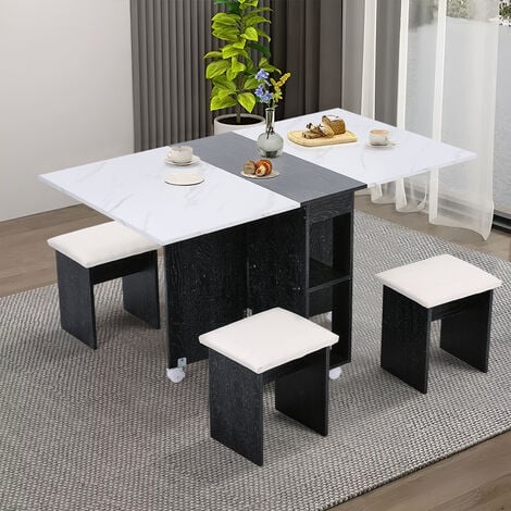 Versatile Extendable Dining Table Set with Storage Shelves