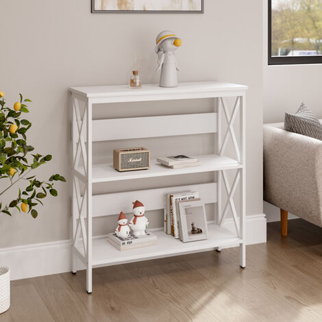 White Open Storage Wooden Bookcase