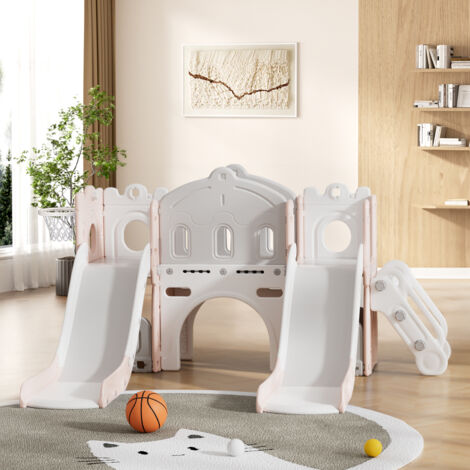 Pink Toddler Indoor Outdoor Toddler Two Slides Playset