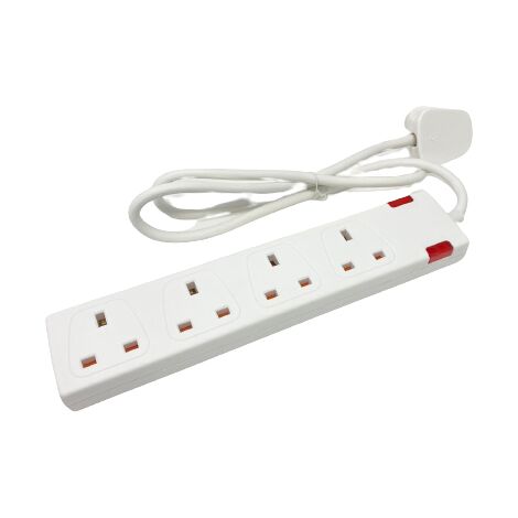 4 Way Socket with Cable 3G1.25, 5M, White, with Indicate Light, Child ...