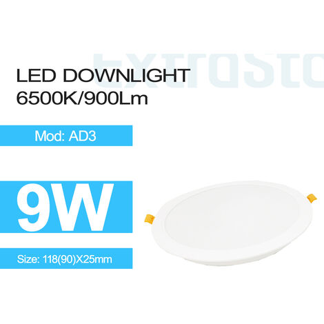 9W LED Downlight, 6500K, 900 Lumen