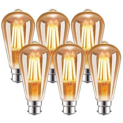 6W LED Filament Light Bulb B22, 2200K