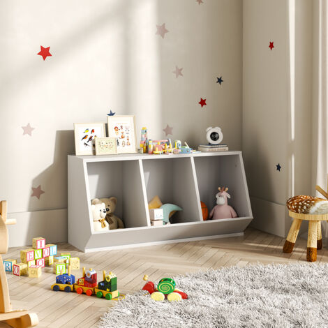 White MDF Stackable Open Style Toy Storage Organizer