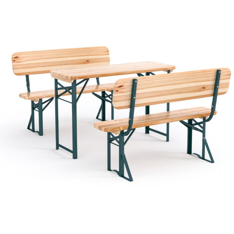 Rustic Wooden Folding Garden Benches Table Set