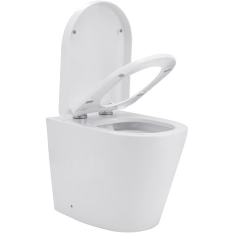 White Wall Mounted Elongated Ceramic Toilet