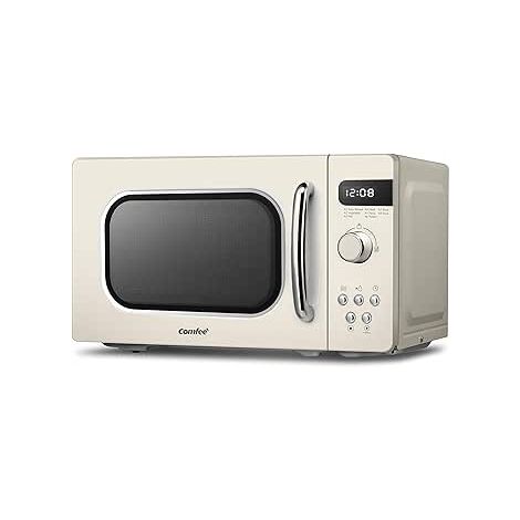 White 800W 20L Retro Microwave Oven with LED Display