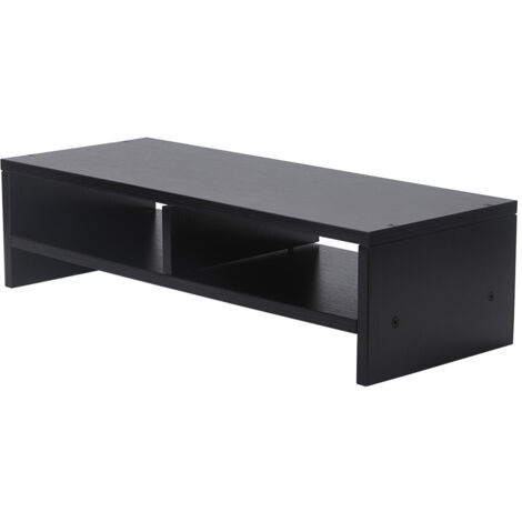 Black Monitor Stand Riser with Shelf