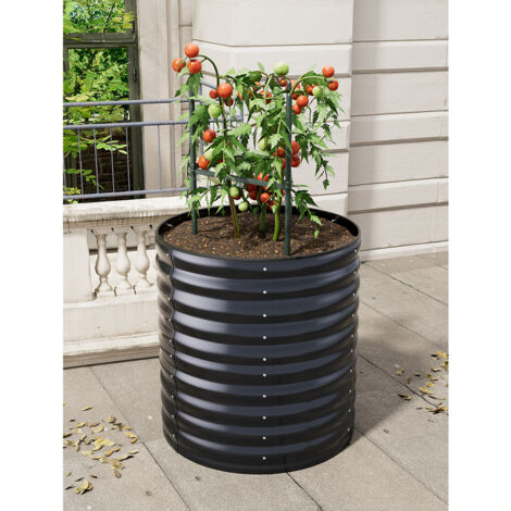Black Outdoor Round Metal Raised Garden Bed