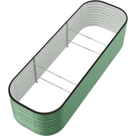 Light Green Raised Garden Bed Oval-Shaped Galvanized Steel 240cm W x ...