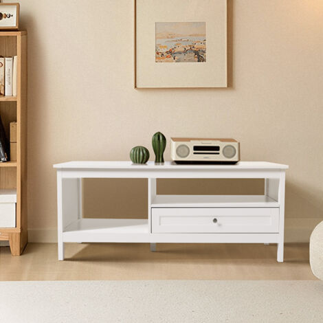 120CM Classic White Coffee Table with Drawer