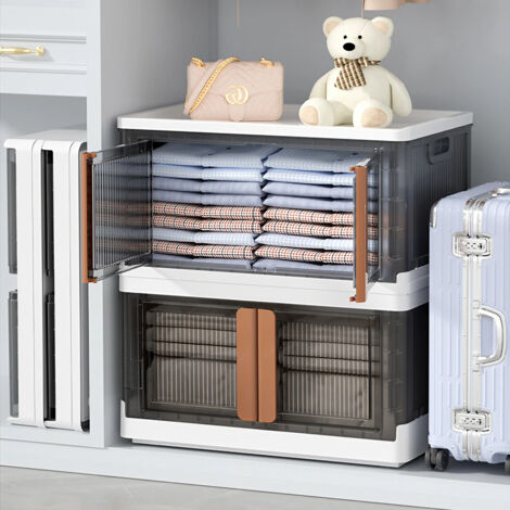 Grey White Double Door Collapsible Storage Organizer Box