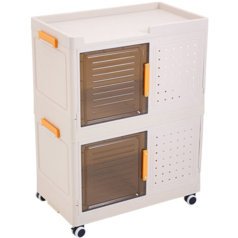 2-Tier Folding Storage Box with Wheels
