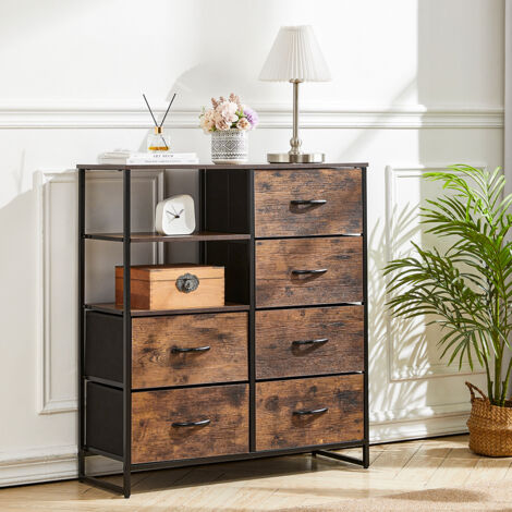 Medieval Style Wooden Storage Cabinet with Six Drawers