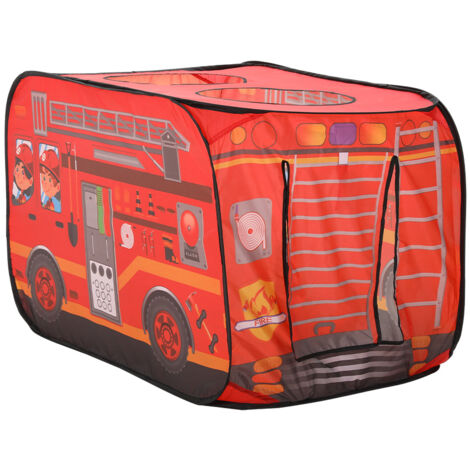 Red Fire Engine-Themed Play Tent with 2 Top Openings