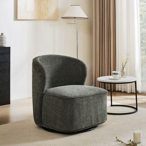 Dark Green 66cm W Chic Upholstered Swivel Chair
