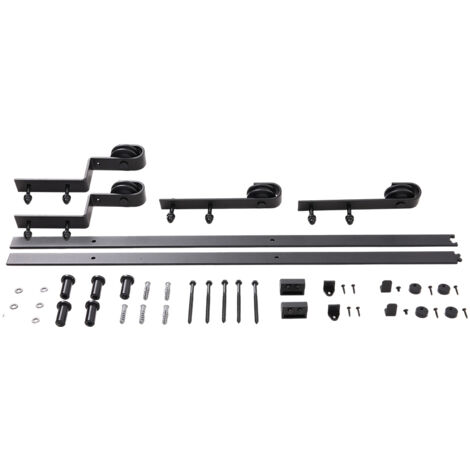 Industrial Single Track Bypass Barn Door Sliding Hardware Kit