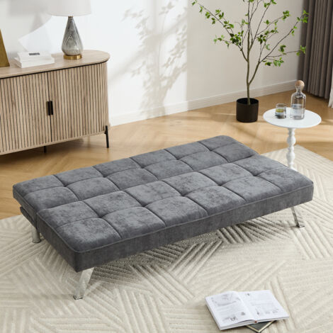 Modern Grey Convertible Sofa Bed with Tufted Design