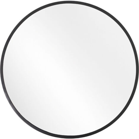 Black Wall Mounted Round Mirror 60cm Diameter